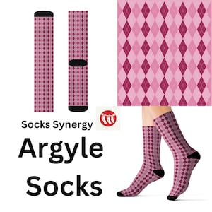Pink Argyle Socks Etsy UK