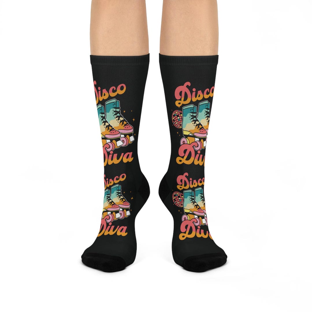 Disco Diva Cushioned Crew Socks - Fun Stylish Roller Skate Socks for ...