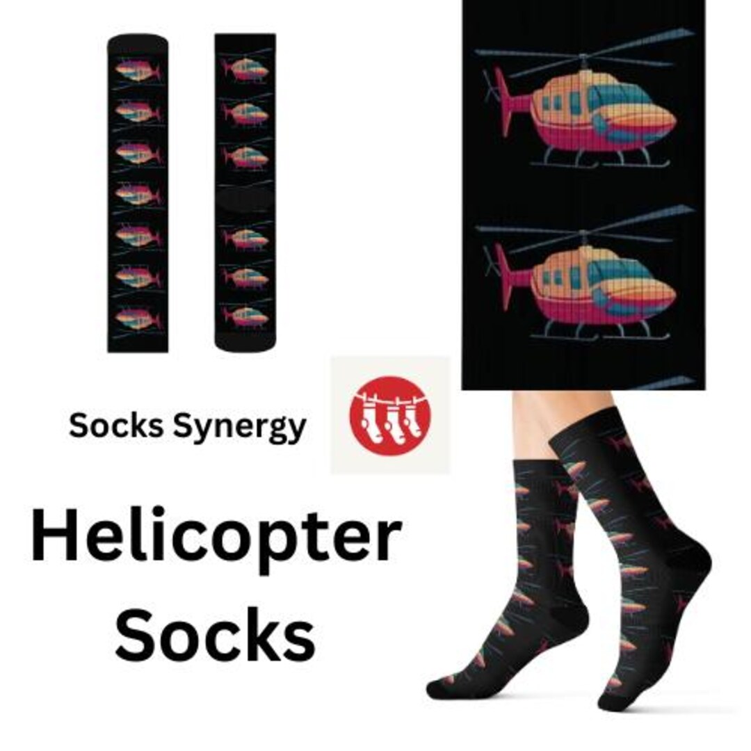 Top Seller Helicopter Socks Personalized Gift Pilot Socks Fun Cool ...