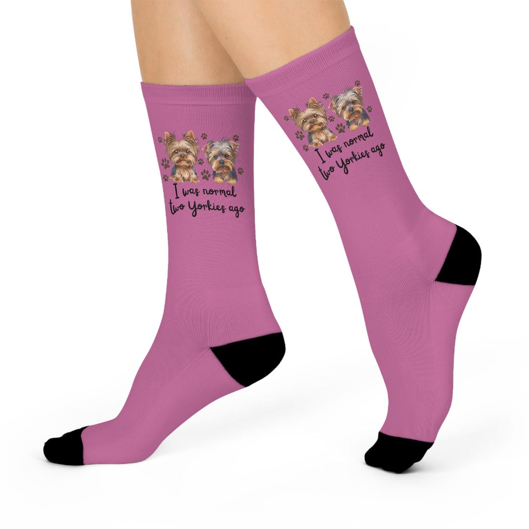 Yorkshire Terrier Faces Socks | Cushioned Crew Socks | I Was Normal Two ...