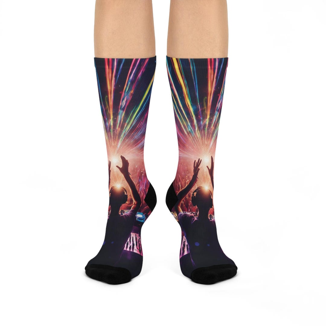 DJ Socks Festival Vibe Cushioned Crew Socks - Perfect for Concerts ...