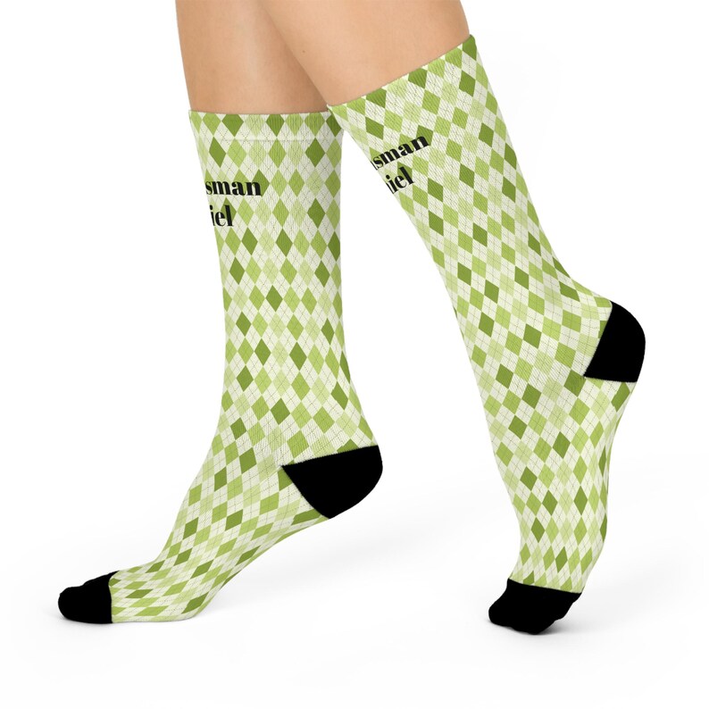 Groomsman Daniel Stylish Green Argyle Crew Socks, Cozy Cushioned Socks ...