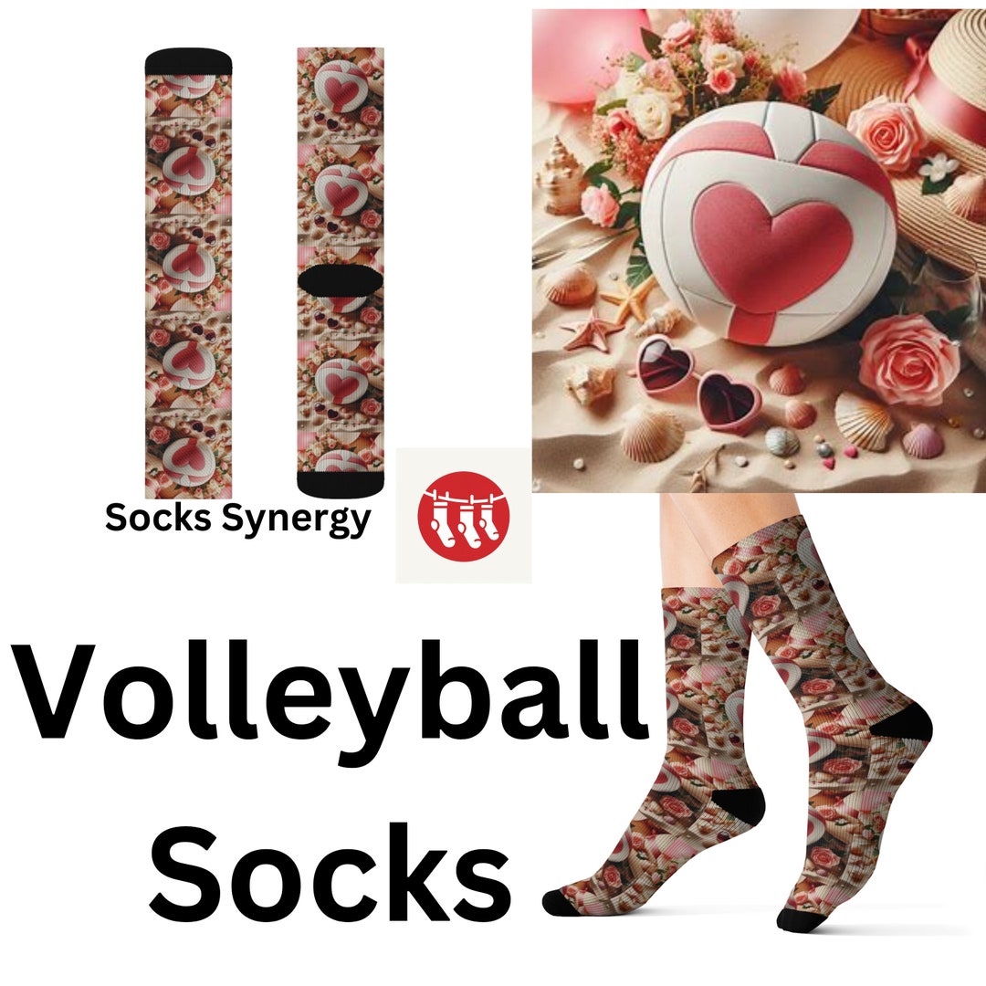 Volleyball Valentine's Day Socks Custom Sport Fun Cool Trendy Gift ...