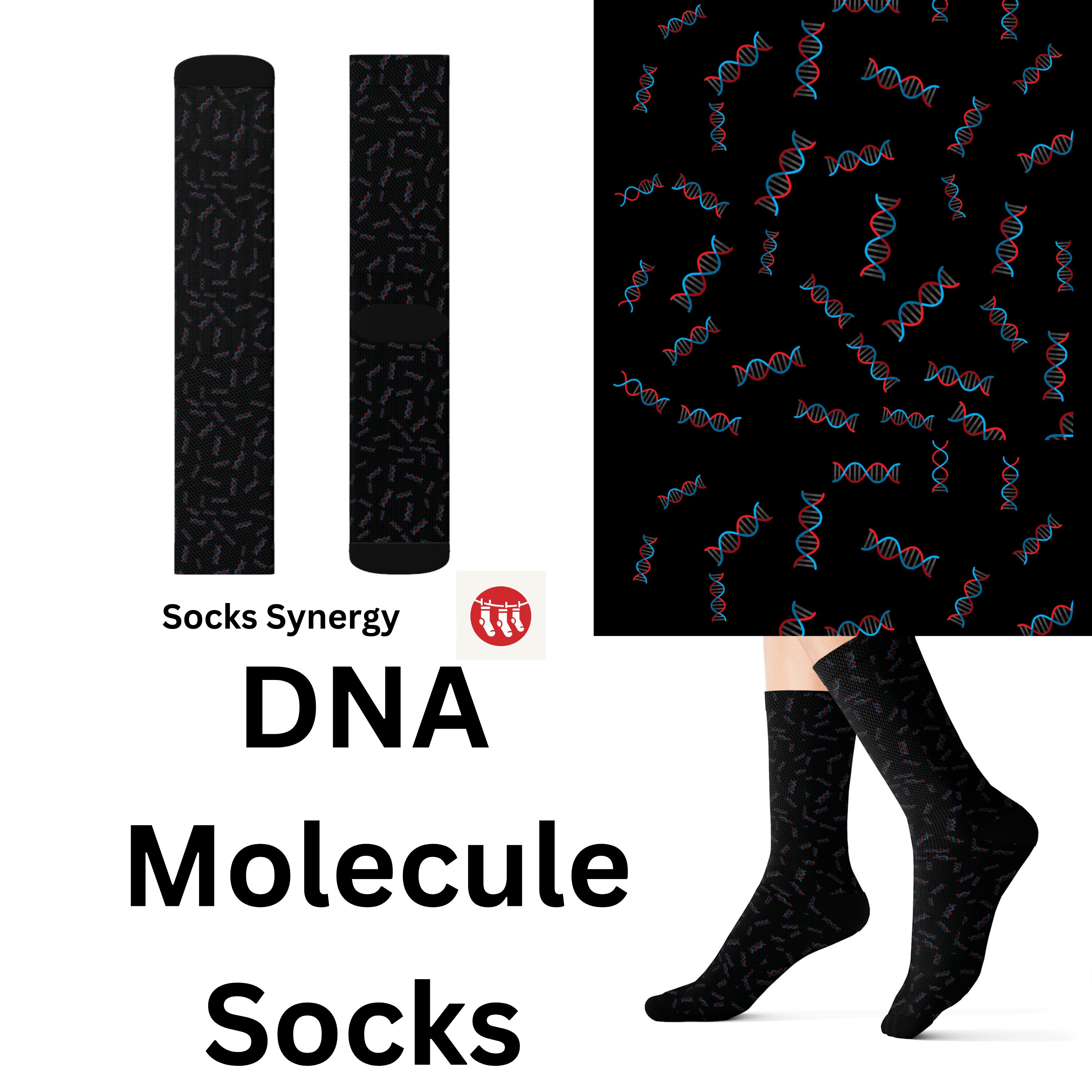 DNA Molecules Socks Custom Fun Cool Trendy Gift Present Holiday ...