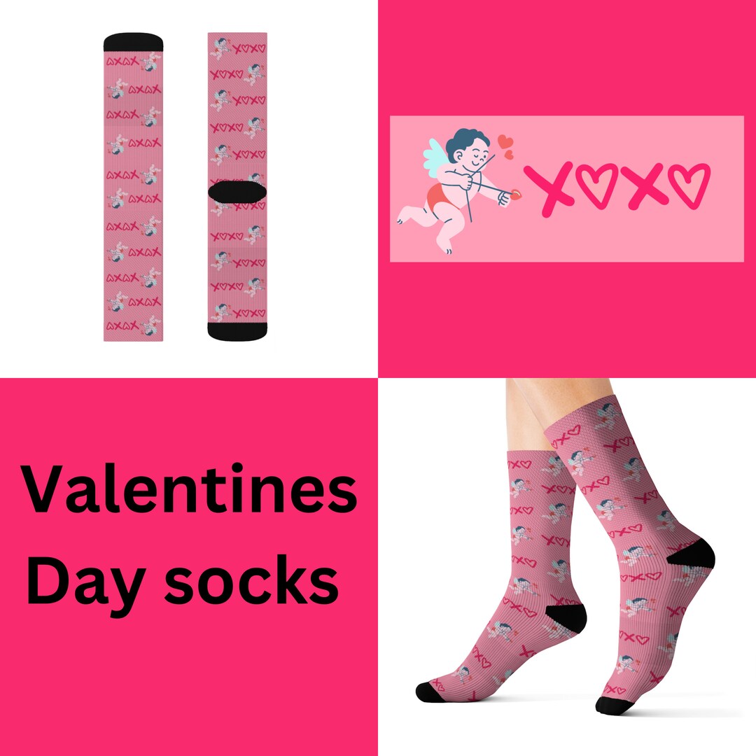 Valentines Day Socks Xoxo Cupid Fun Cool Trendy Gift Present - Etsy