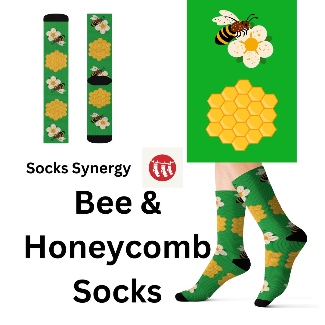 Bee and Honeycomb Socks Custom Fun Cool Trendy Gift Present Holiday Personalized Women's Men's ...