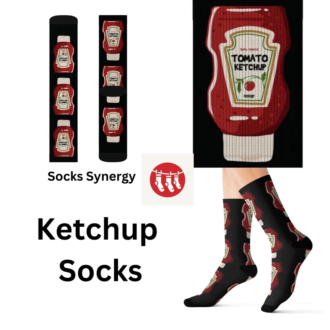 Ketchup Lover's Socks, Fun Foodie Gift, Quirky Socks for Chefs, Food ...
