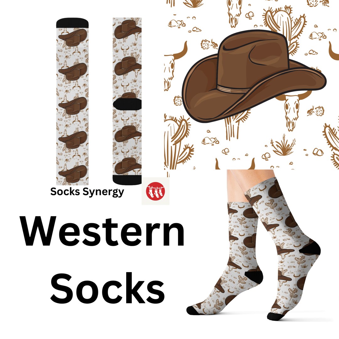 Western Socks Custom Cowboy Hat Fun Cool Trendy Gift Present Holiday ...