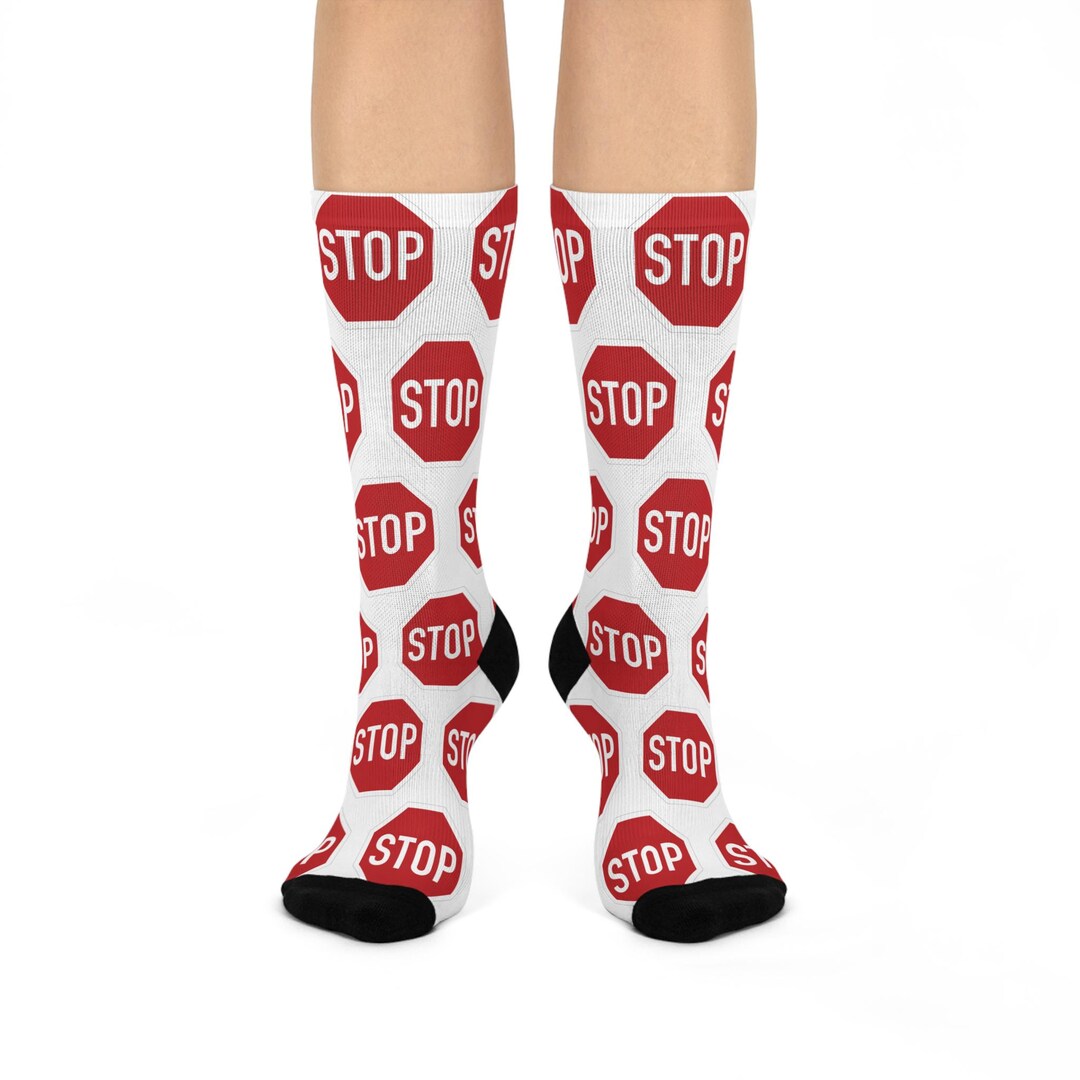 Fun Stop Sign Cushioned Crew Socks - Etsy
