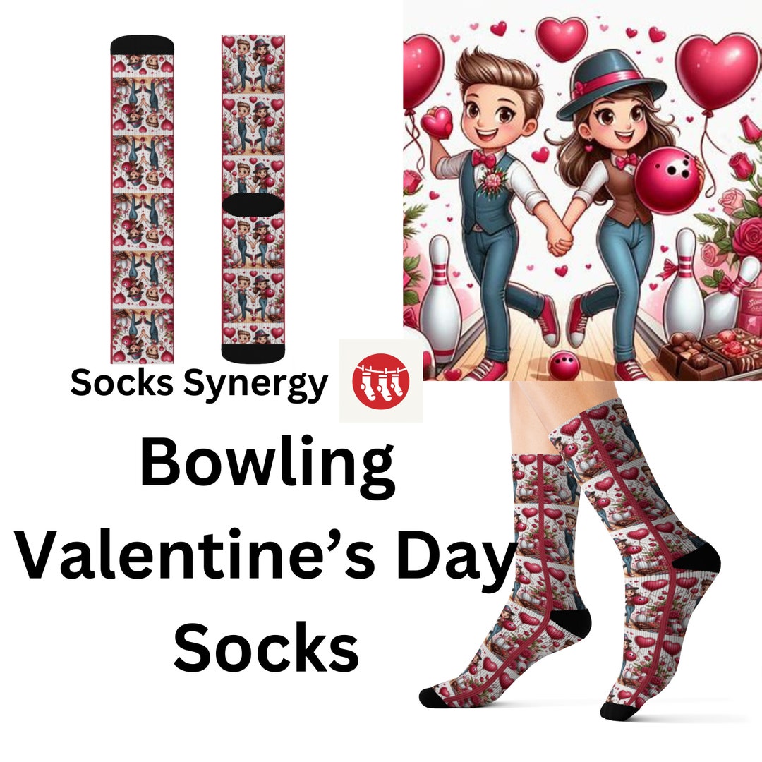 Valentine's Day Bowling Socks Custom Couple Sport Fun Cool Trendy Gift ...