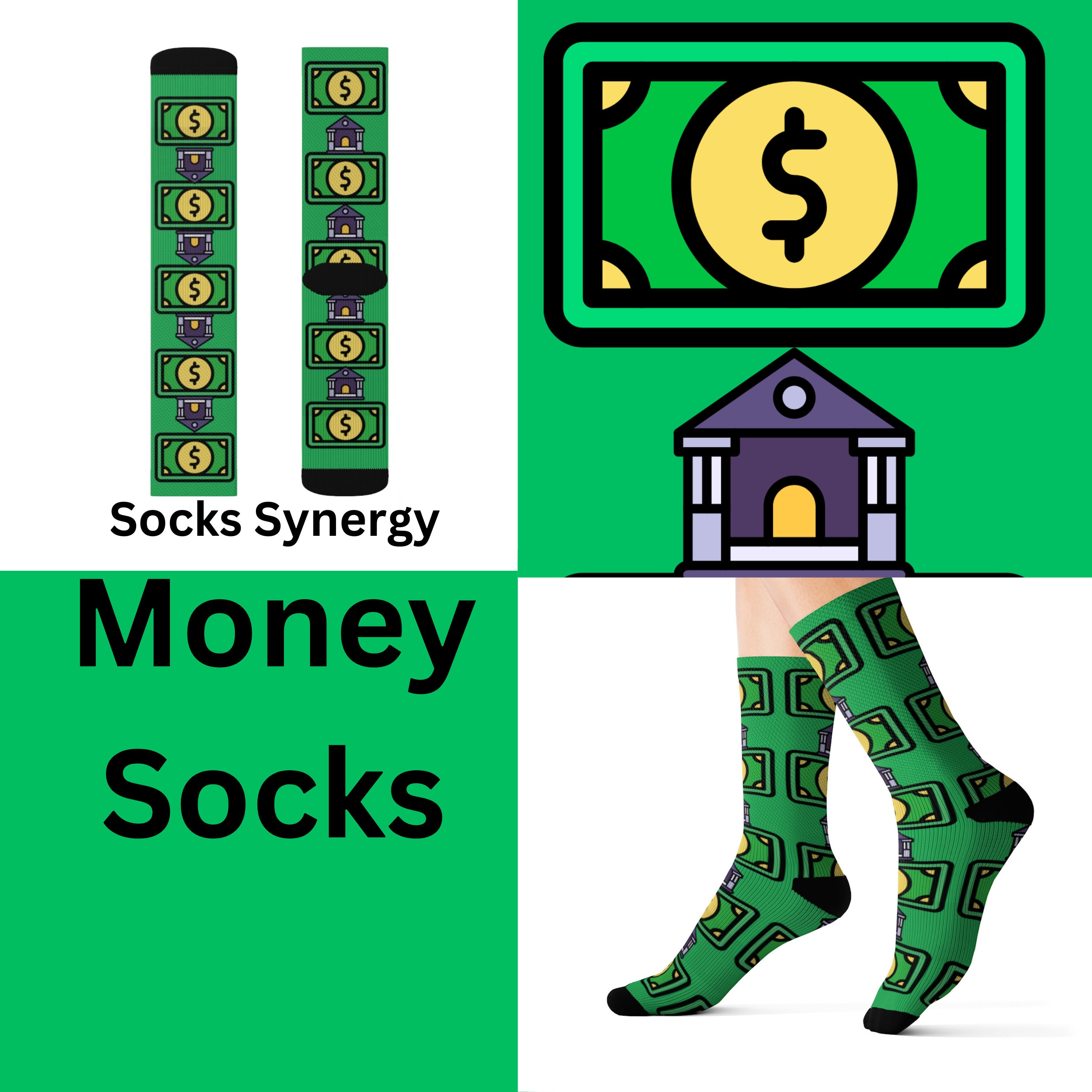 Bank Economics Finance Money Socks Fun Cool Trendy Gift Present Holiday ...