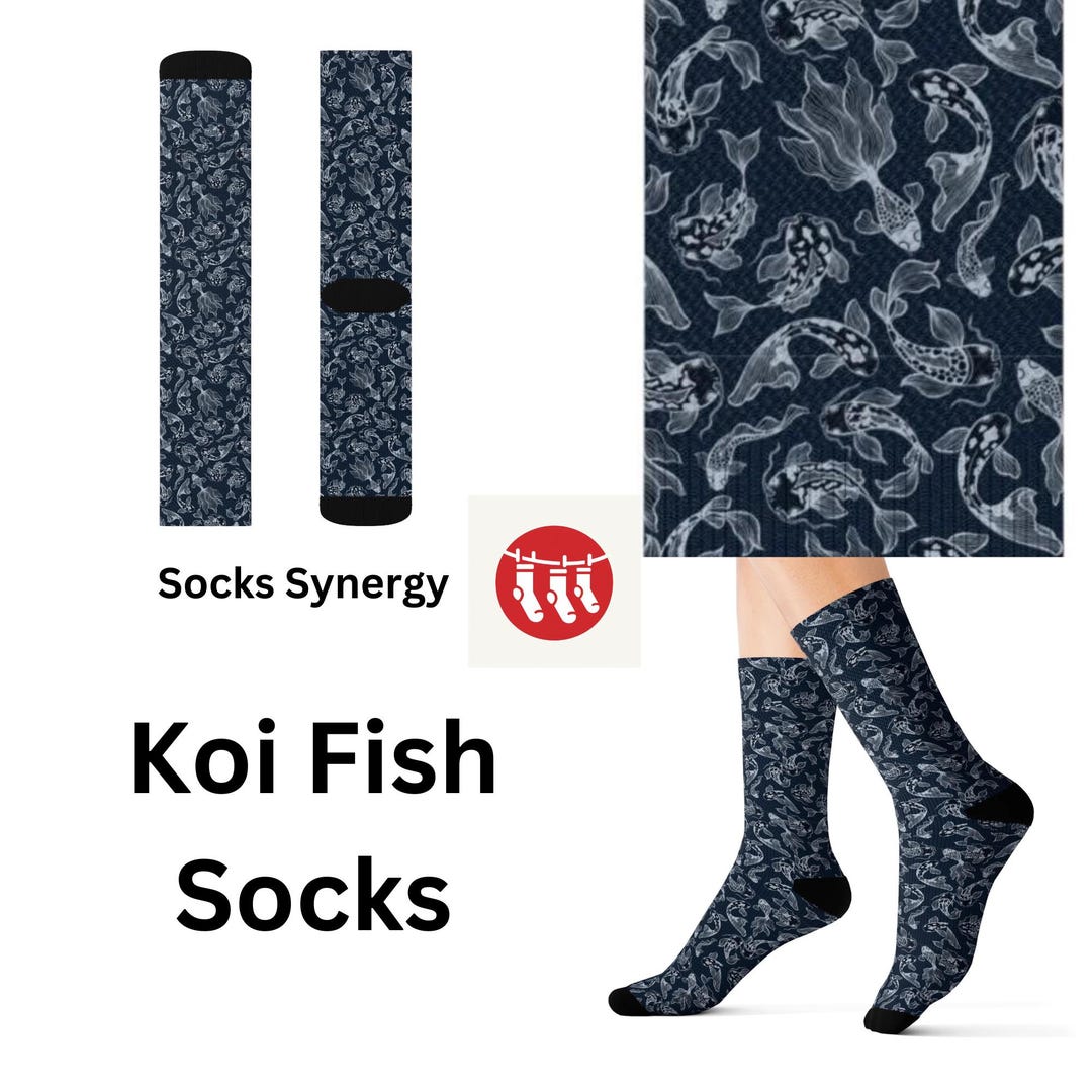 TOP SELLER Koi Fish Socks Personalized Gift Fish Lover Gift Fun Cool ...