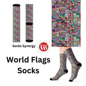 TOP SELLER World Flags Socks Personalized Gift Countrys Fun Cool Trendy ...
