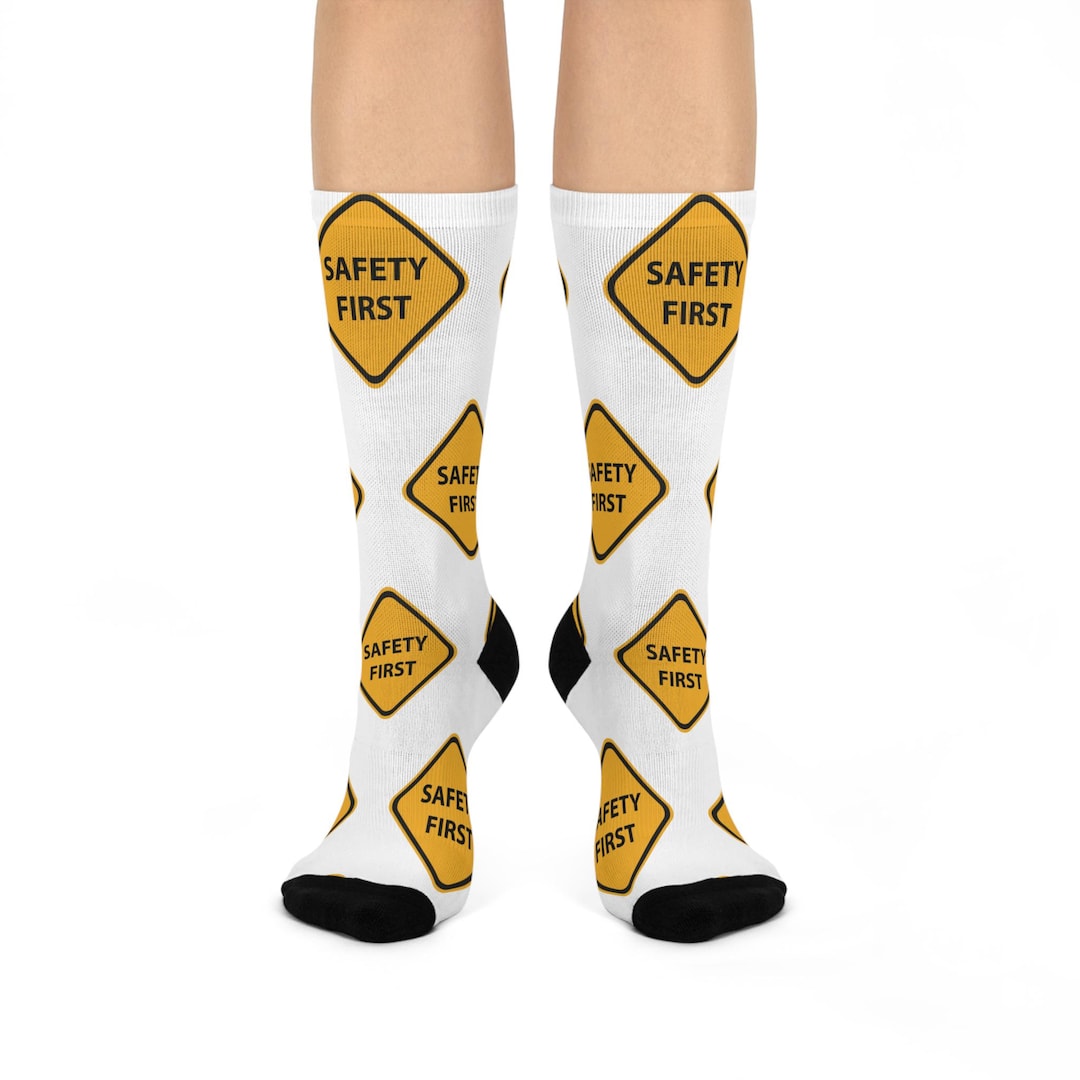 Safety First Cushioned Crew Socks - Fun and Functional Gift for Safety ...