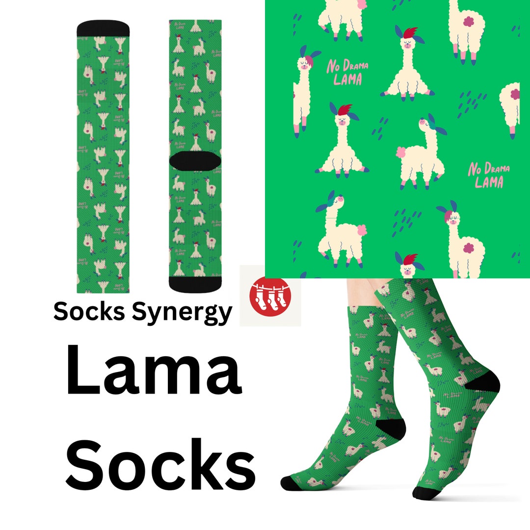 No Drama Lama Socks Custom Llama Animal Fun Cool Trendy Gift Present ...