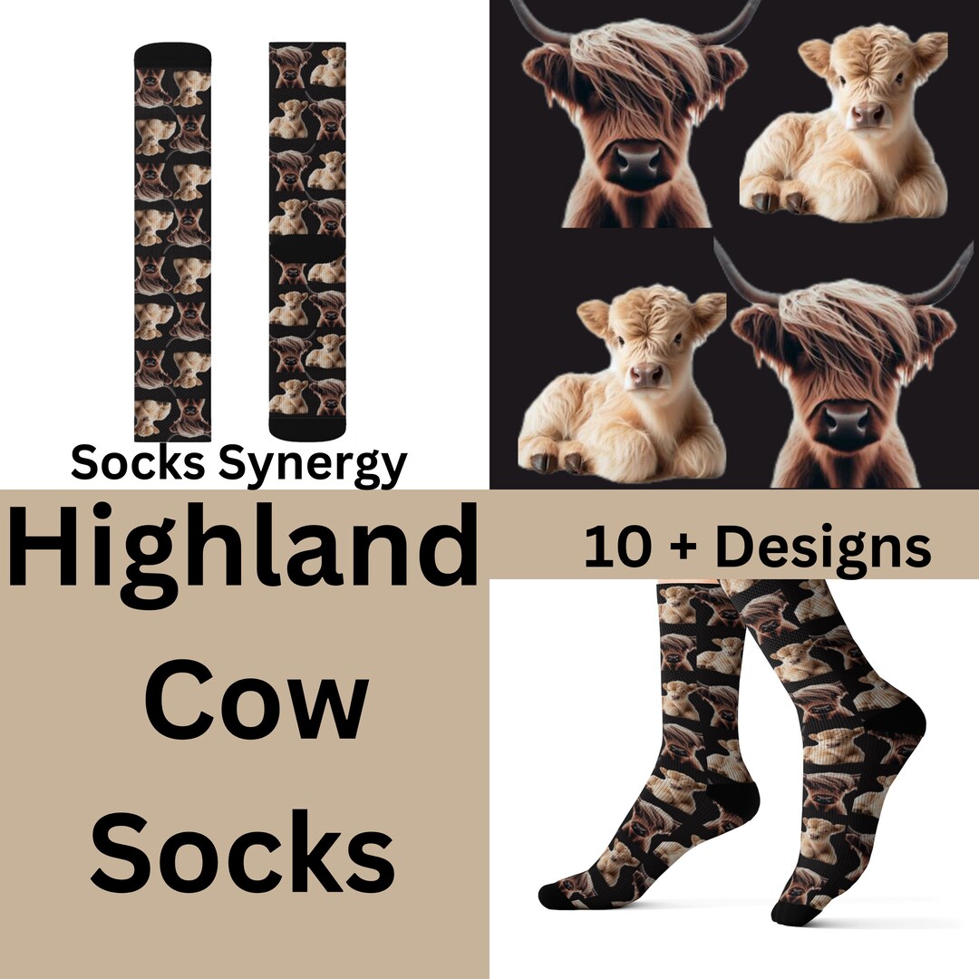 Highland Cow Socks Custom Fun Cool Trendy Gift Present Holiday ...