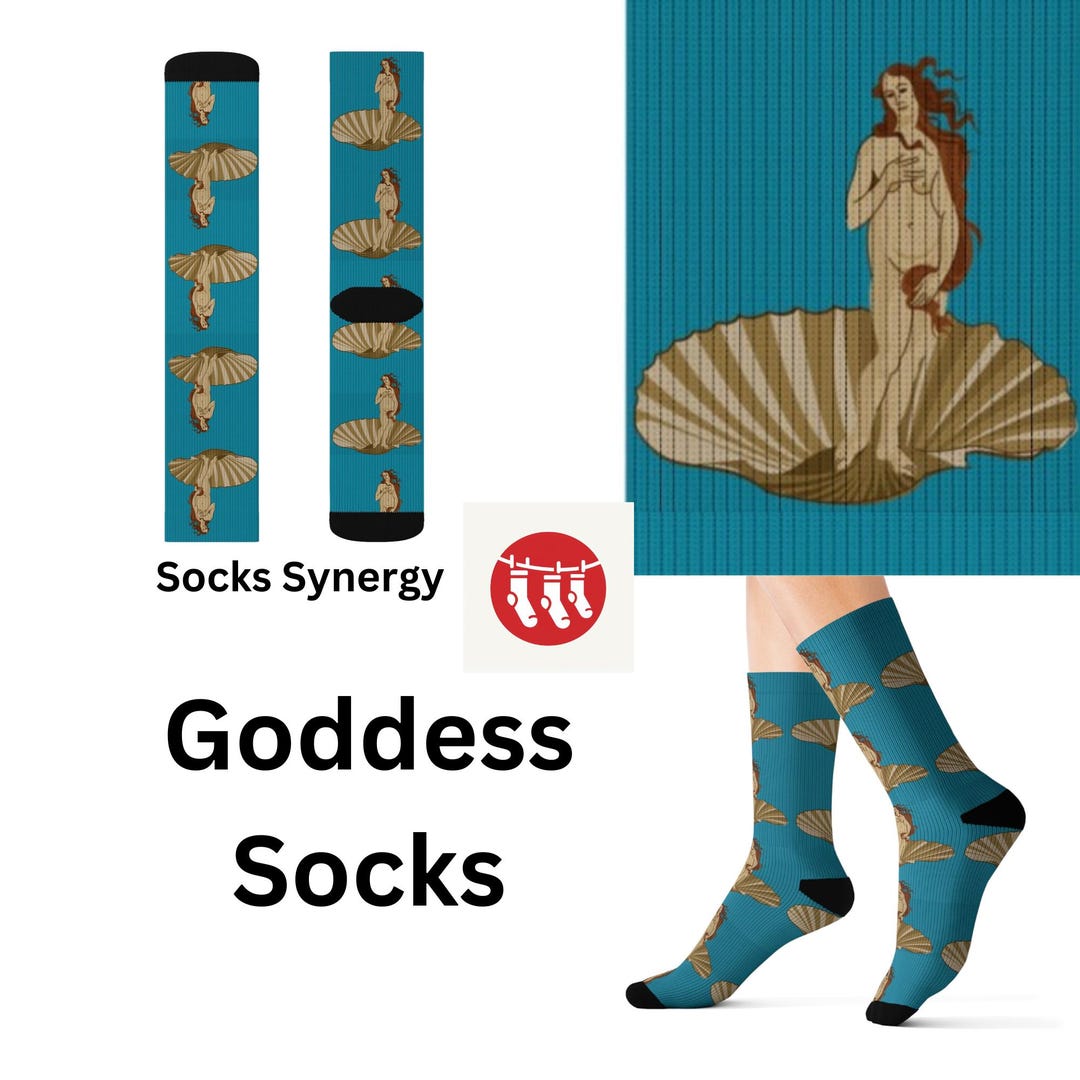 Goddess Naked Woman in Clam Shell Socks Personalized Gift Aphrodite - Etsy