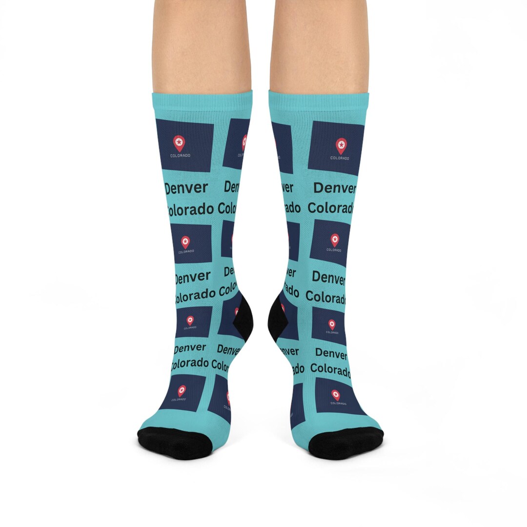 Denver Colorado Map Pattern Cushioned Crew Socks | City Location ...
