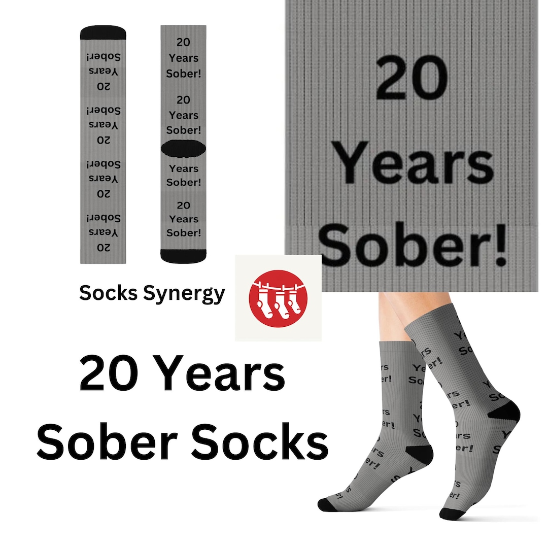Celebrate Sobriety Socks: 20 Years Sober Gift, Recovery Milestone Socks ...