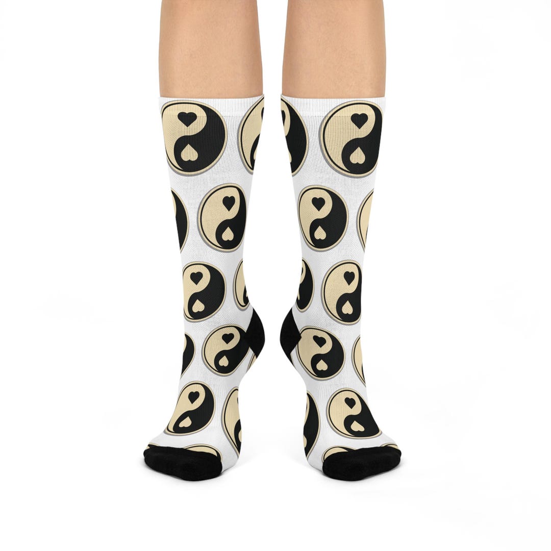 Yin Yang Love Cushioned Crew Socks, Unique Gift for Her, Cozy Home Wear ...