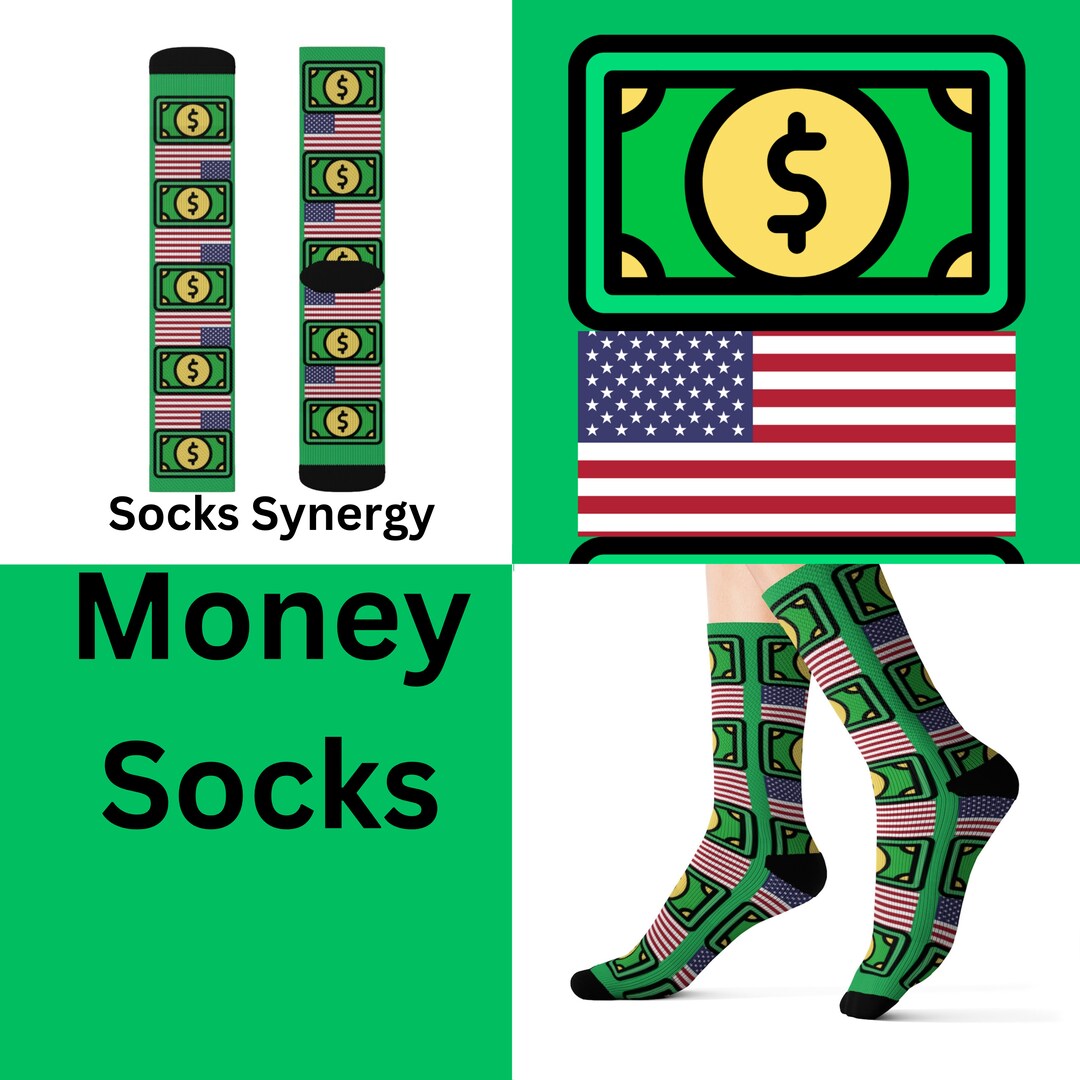 Money and American Flag Socks Economics Finance Fun Cool Trendy Gift ...