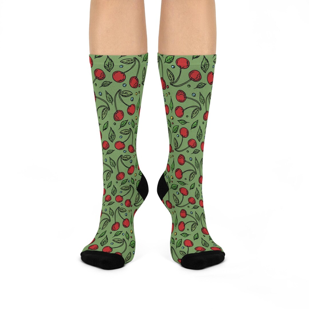 Cherry Socks Whimsical Garden Crew Socks, Cozy Socks for Plant Lovers ...