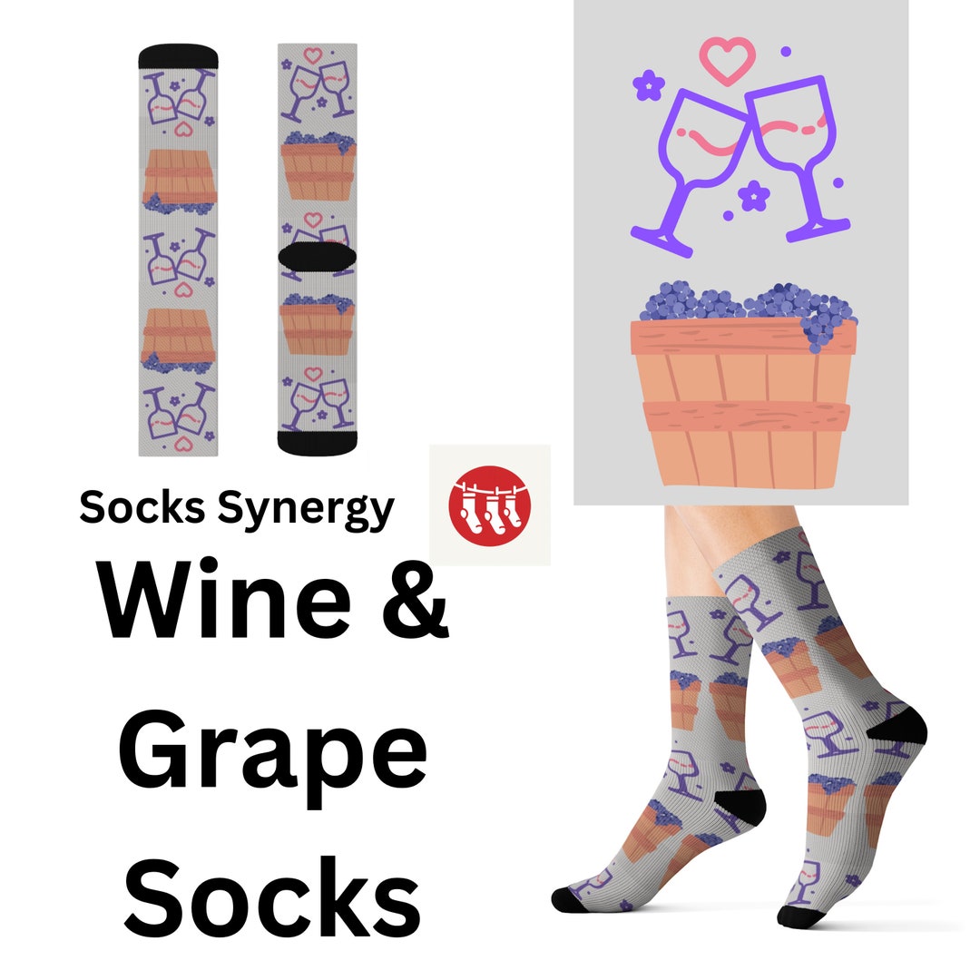 Wine and Grapes Socks Custom Fun Cool Trendy Gift Present Holiday ...