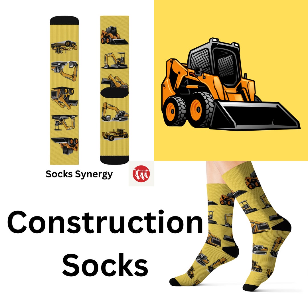 Construction Equipment Socks Custom Work Fun Cool Trendy Gift Present ...