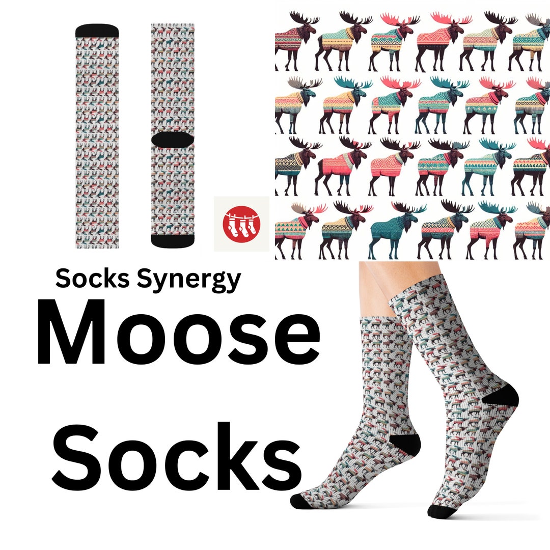 Moose Socks Custom Animal Fun Cool Trendy Gift Present Holiday Women's ...
