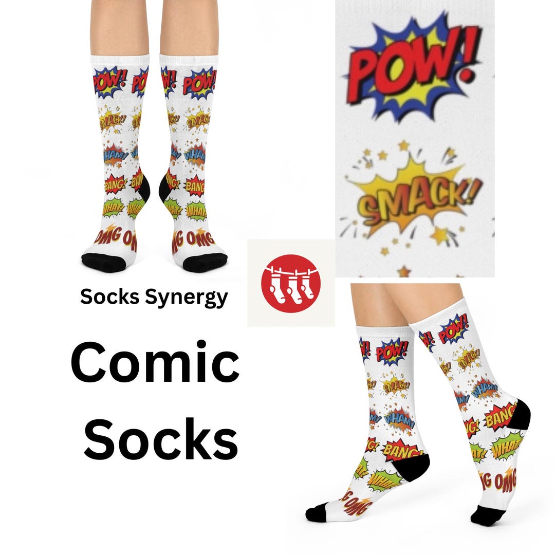 Comic Book Style Socks, Whimsical Pop Art Socks for Comic Lovers, Fun ...