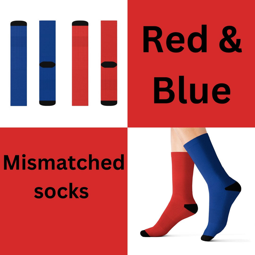 Mismatched Red and Blue Socks Fun Cool Trendy Gift Present Holiday ...