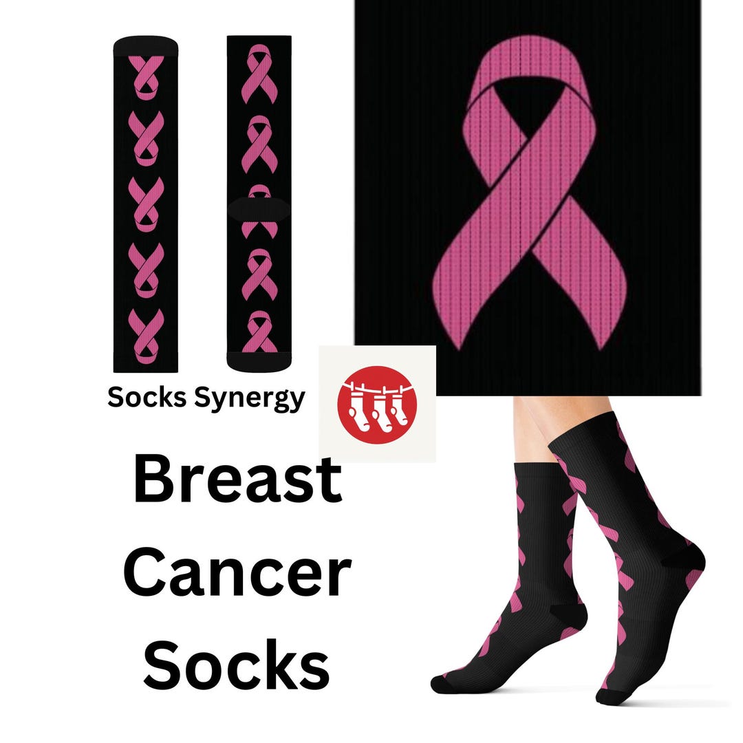 Breast Cancer Ribbon Socks Personalized Gift Survivor Socks Supporter ...