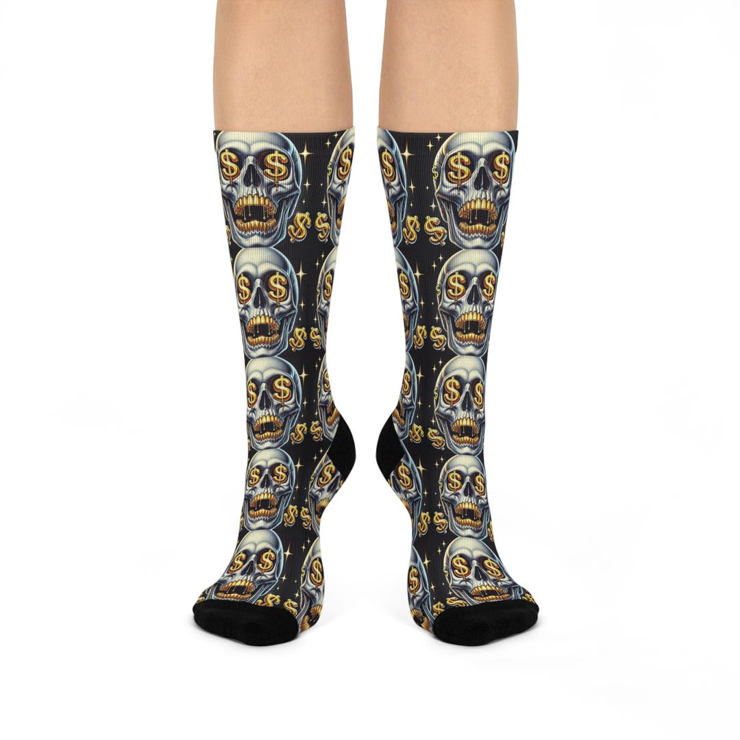 Skull & Cash Cushioned Crew Socks | Edgy Fashion, Gift for Stoners ...
