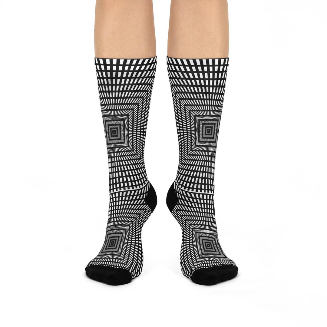 Optical Illusion Cushioned Crew Socks - Stylish Daily Wear, Gift for ...