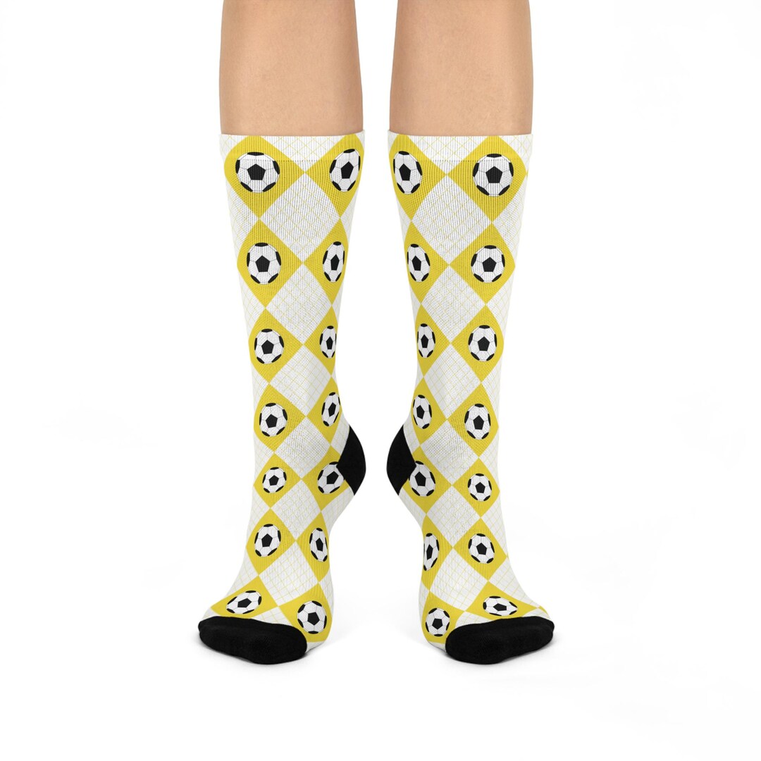 Soccer-themed Cushioned Crew Socks, Fun Sports Gift for Soccer Lovers ...