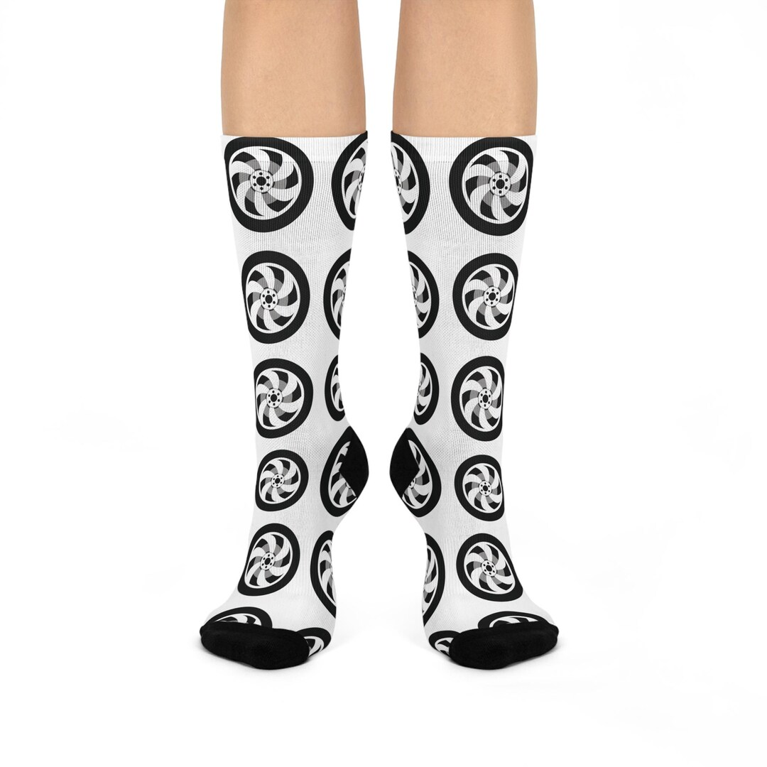Wheels Stylish Cushioned Crew Socks - Car Design, Perfect Gift for ...
