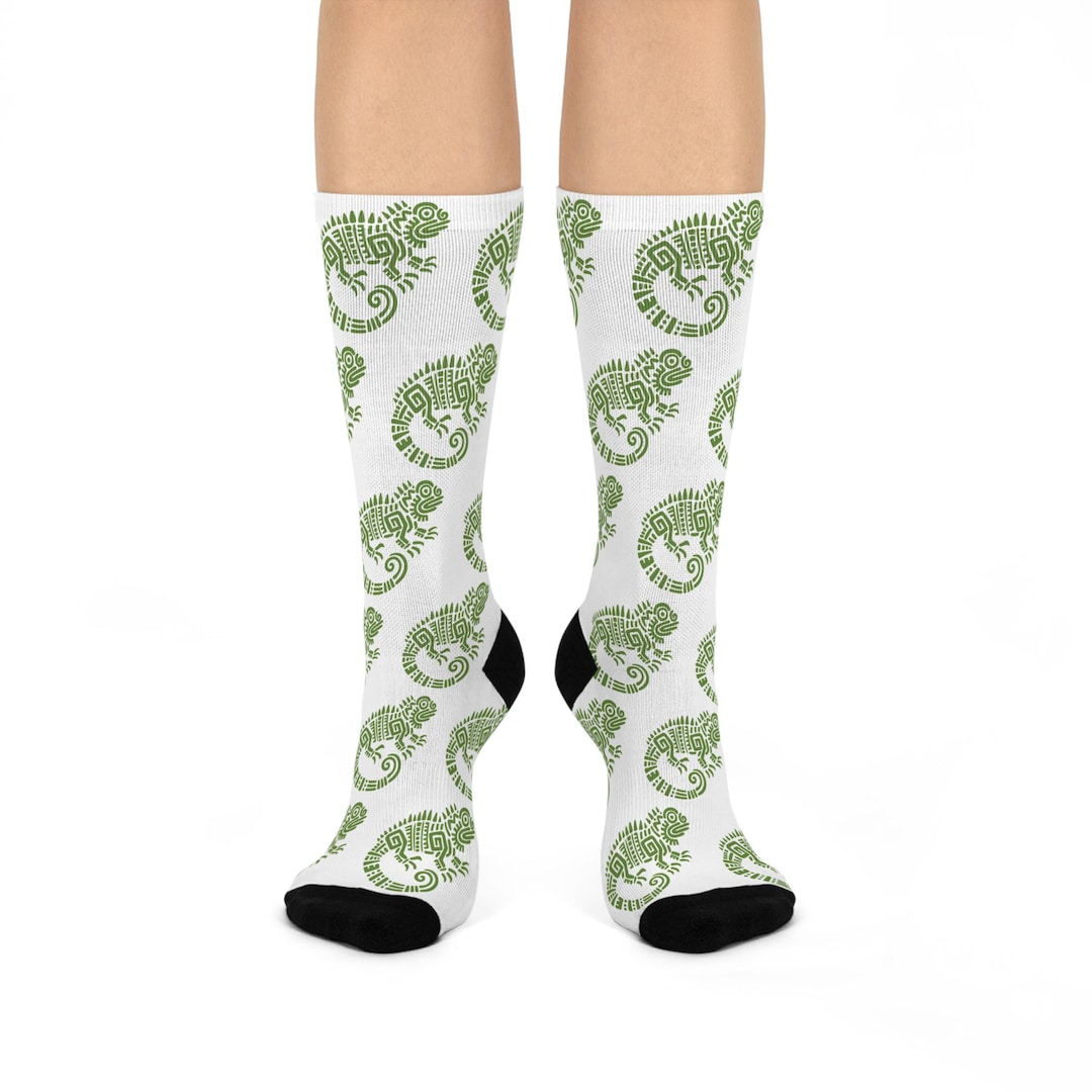 Chameleon Pattern Cushioned Crew Socks Fun Funky Footwear for Animal ...