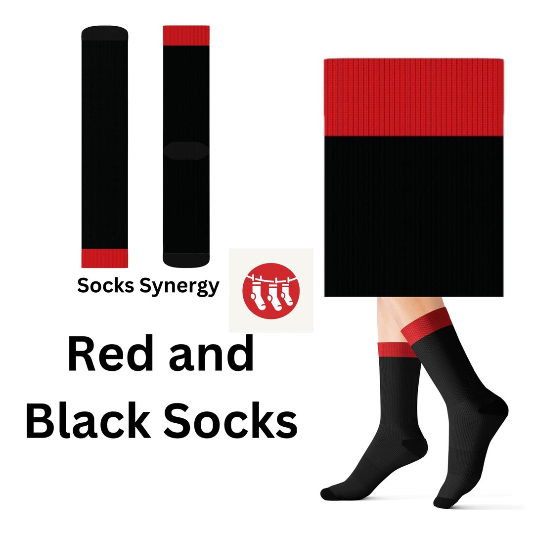 Red and Black Socks, Cozy Everyday Feet, Trendy Gift for Him/her ...