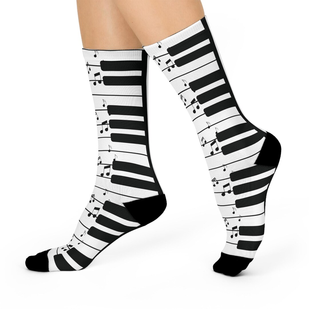 Piano Musical Notes Crew Socks | Cozy Piano Socks for Music Lovers ...