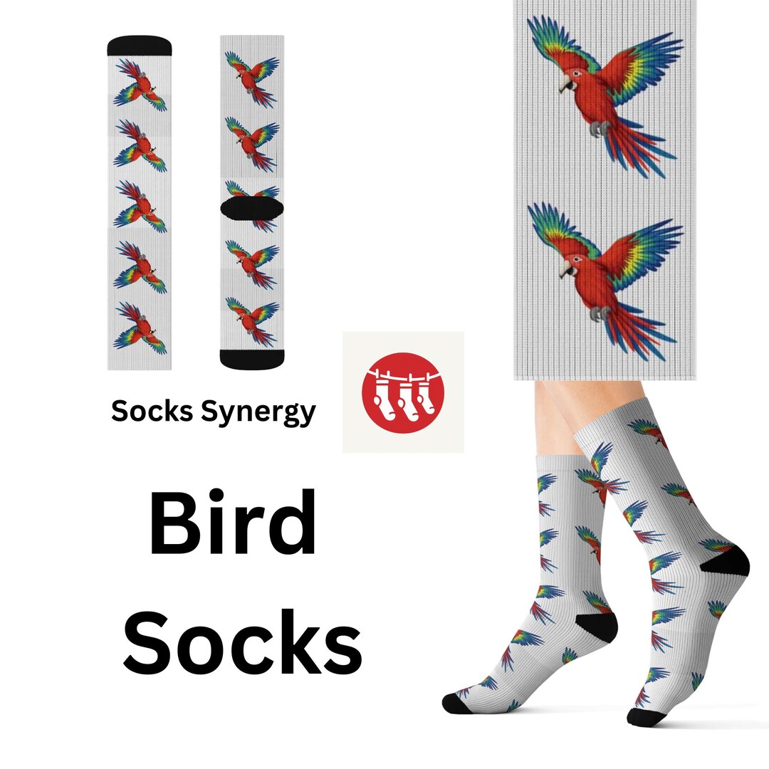 Vibrant Parrot Socks | Fun Colorful Crew Socks for Bird Lovers, Unique ...