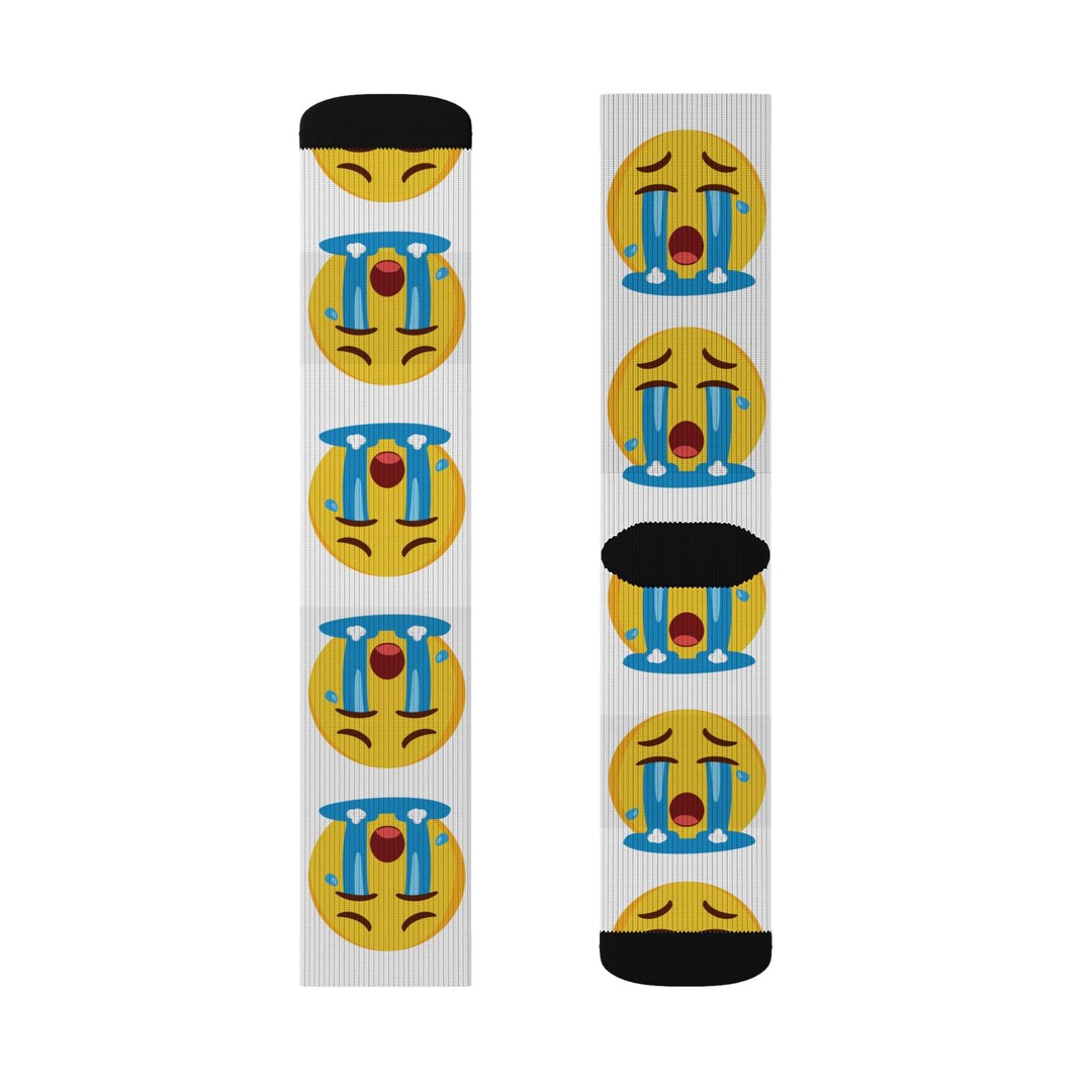 Whimsical Crying Emoji Socks, Fun Fashion for Teens, Unique Gift for ...