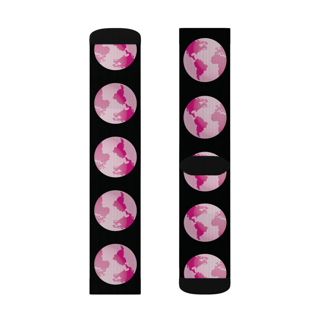 Pink Earth Socks World Map Socks, Trendy Travel Socks, Eco-friendly ...