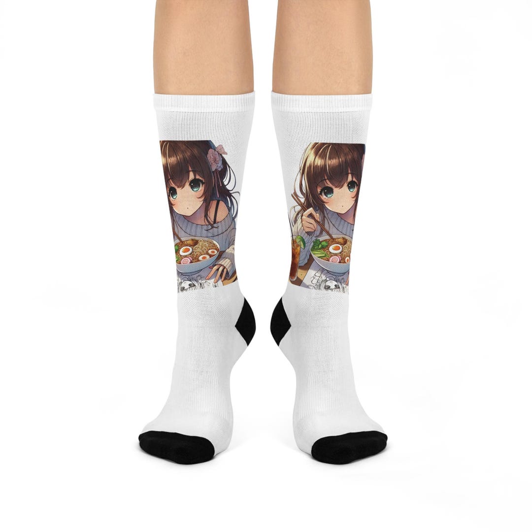 Anime-inspired Cushioned Crew Socks, Cozy Socks for Gamers, Foodie Gift ...