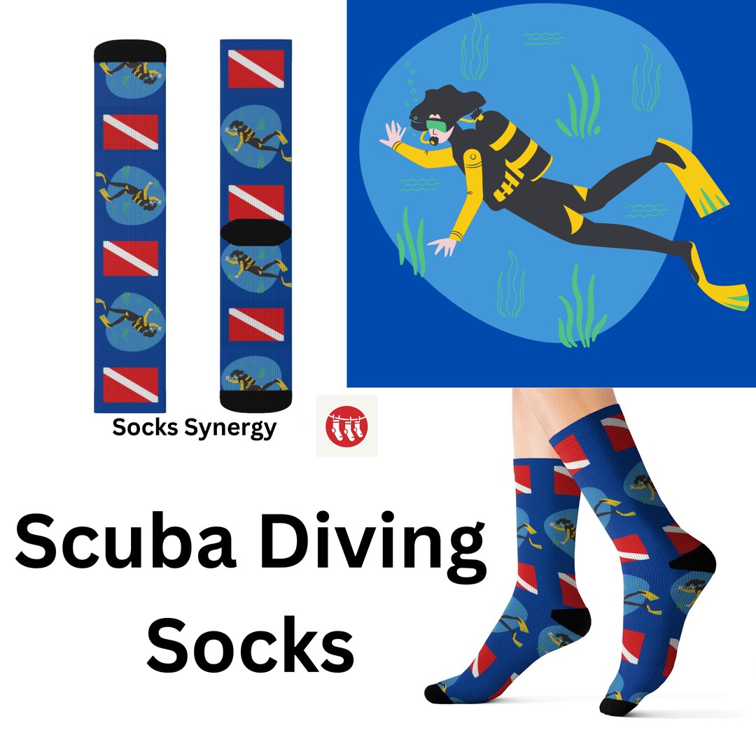 TOP SELLER Scuba Diving Socks Custom Ocean Fun Cool Trendy Gift Present ...