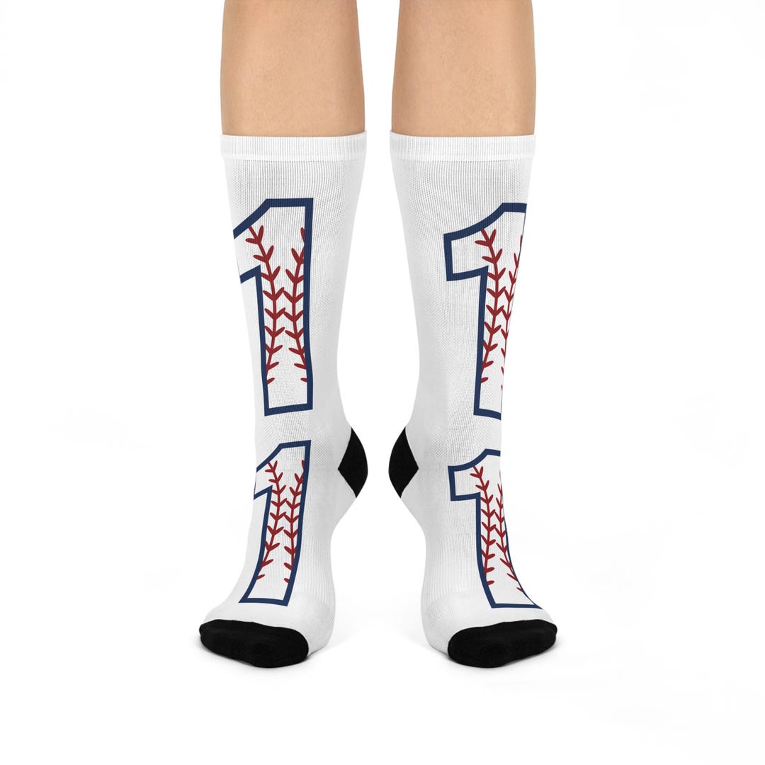 Custom Number Baseball-themed Cushioned Crew Socks, Fun Athletic Socks ...