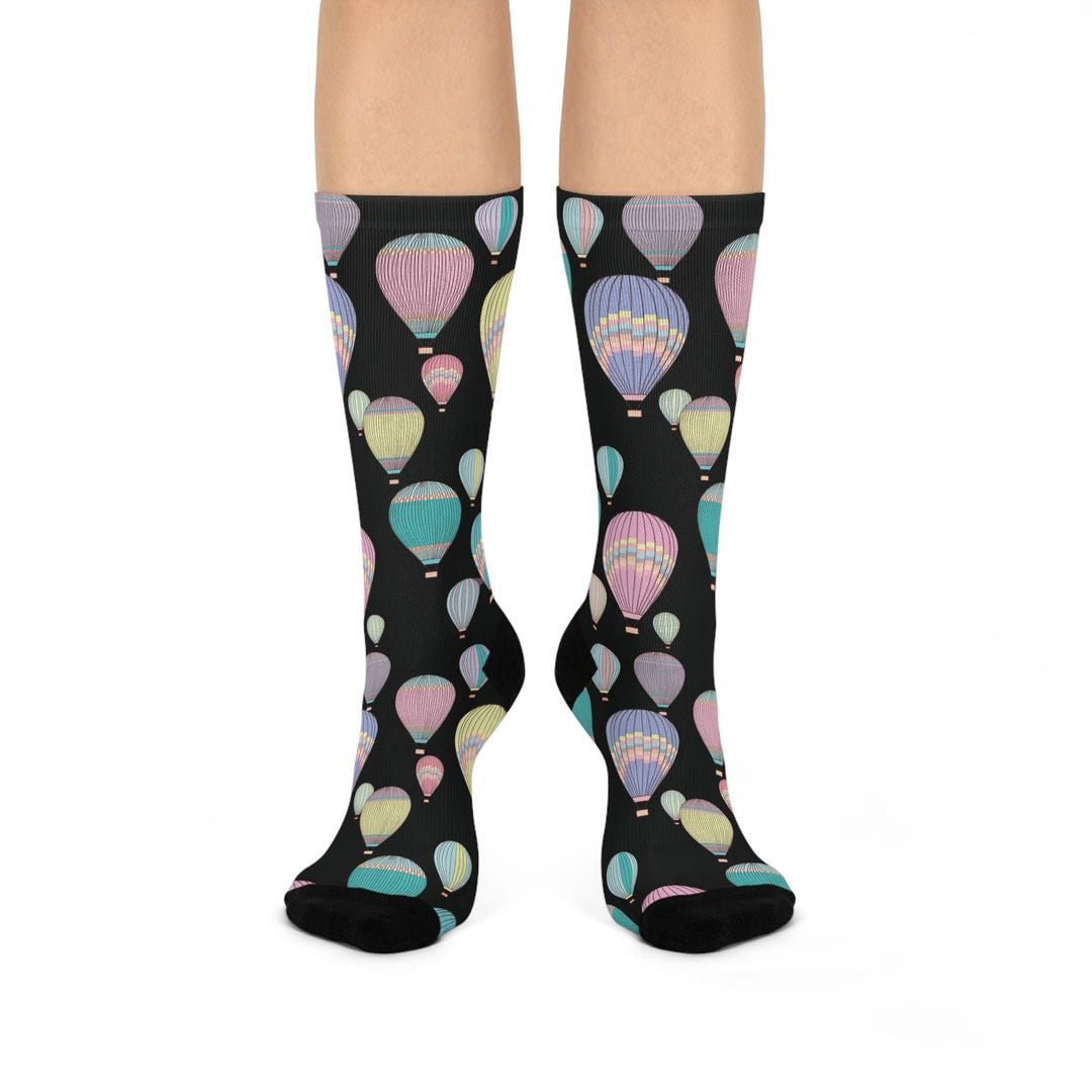 Colorful Hot Air Balloon Cushioned Crew Socks | Cozy Gift for Travelers ...
