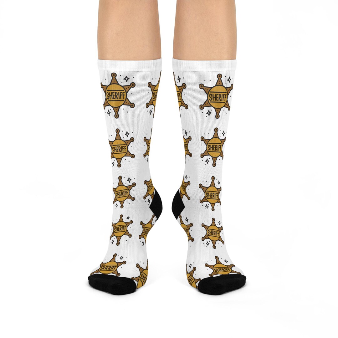 Sheriff Star Cushioned Crew Socks, Fun Unique Socks, Gift for Law ...