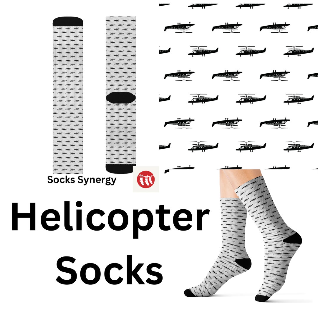 Helicopter Socks Custom Pilot Fun Cool Trendy Gift Present Holiday ...