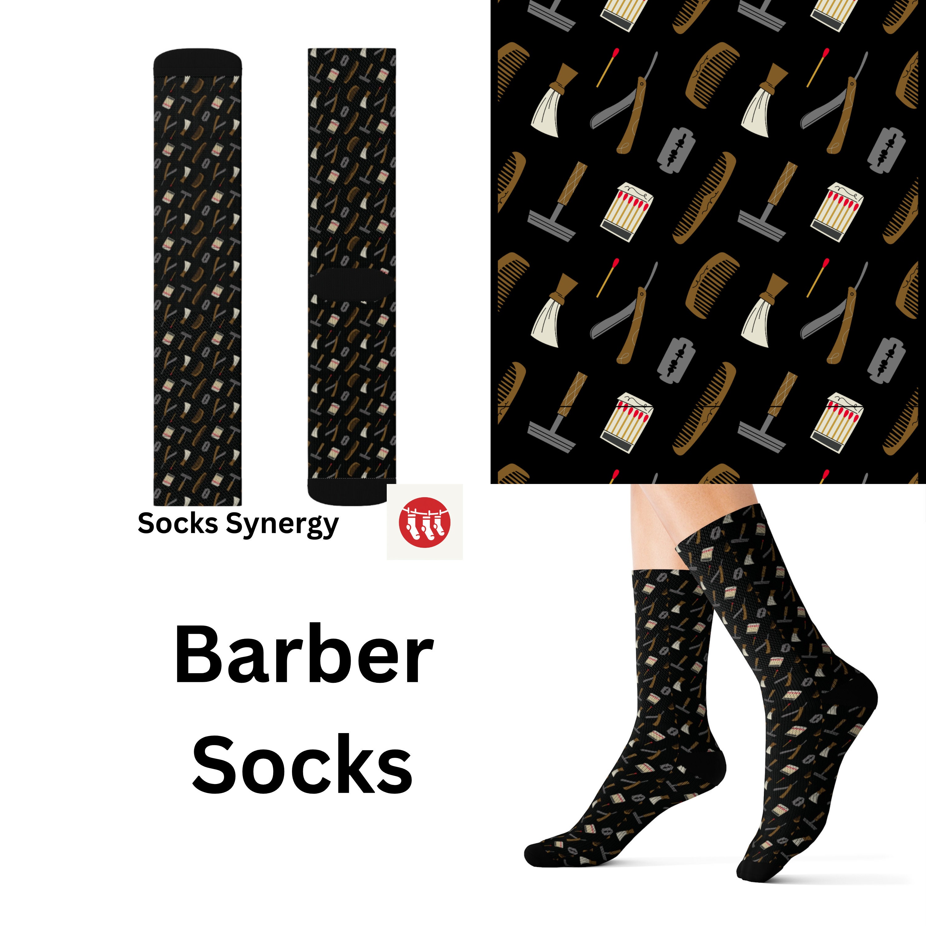 TOP SELLER Barber Socks Personalized Gift Custom Name Fun Cool Trendy Present Holiday Customized ...