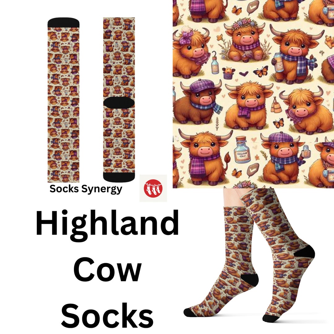 TOP SELLER Highland Cow Socks Personalized Gift Custom Name Fun Cool ...